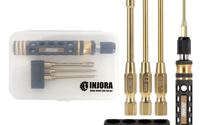 Injora 0.05"/1.5mm Hex Screwdrivers & 4.0mm Nut Driver Quick-Change Tool Kit « Big Squid RC – RC ...