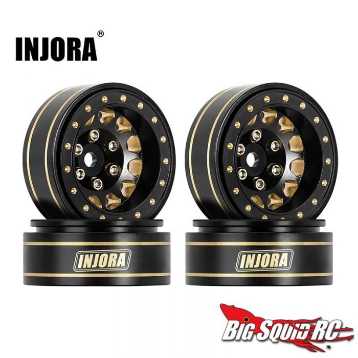 Injora 1.0 Plus Black Brass Beadlock Wheels for 1/24 & 1/18 Crawlers ...