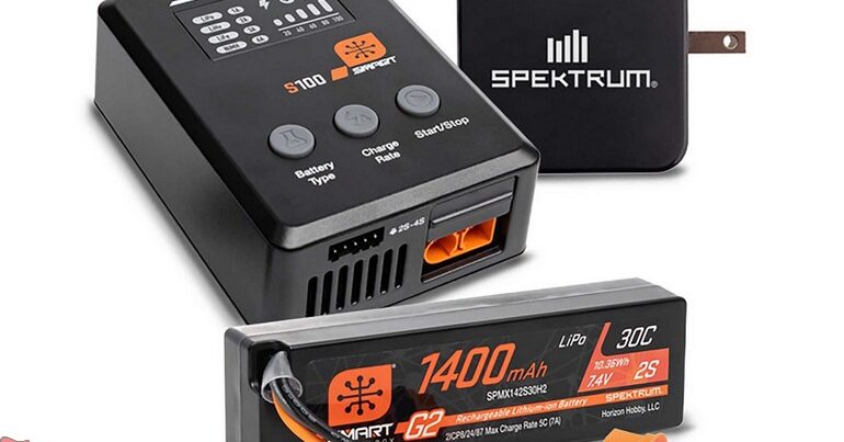 Spektrum Smart Powerstage Surface Bundle 1400mAh 2S 30C LiPo w/ S100 ...