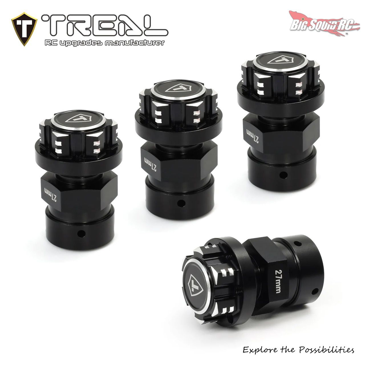 Treal Aluminum 27mm Extended Hex Hubs and Wheel Nuts for the ARRMA ...